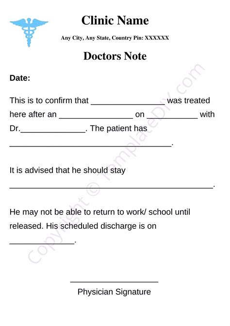 Free Doctors Note Template At A Glance