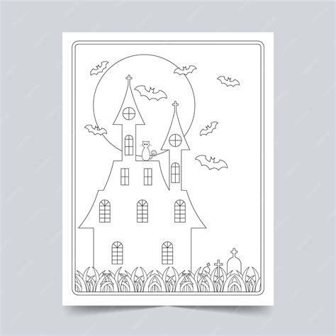 어린이와 성인을 위한 할로윈 색칠 공부 페이지 프리미엄 벡터