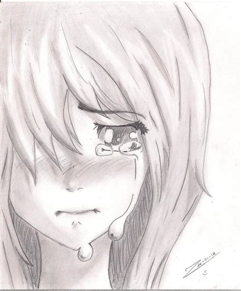 Crying Anime Girl Drawing