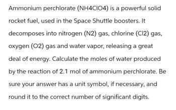 Answered Ammonium Perchlorate Nh4cio4 Is A Powerful Solid Rocket