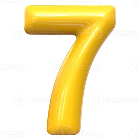 Number 7 Yellow Color 46552753 Png