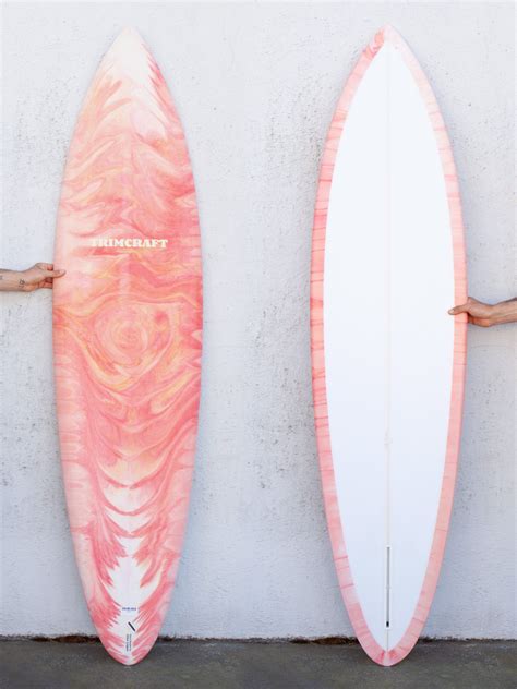 610 Trimcraft Lopez Single Pink And Gold Surfboard Design Surfboard Mockup Back Pink