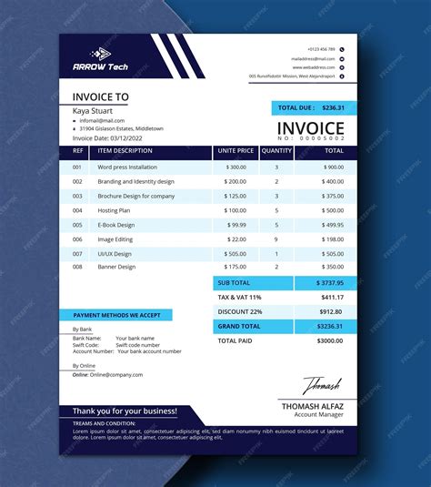 Premium Vector Creative Modern And Professional Invoice Template Design