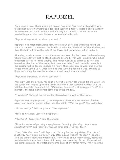 Rapunzel Pdf Rapunzel