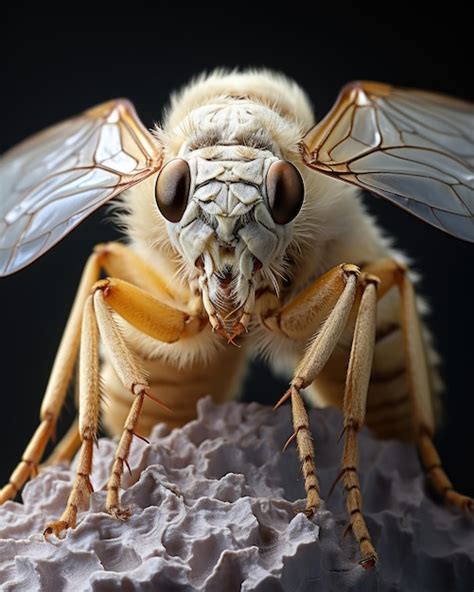 Premium Ai Image Macro Closeup Of A Cute White Moth Facing The Camera