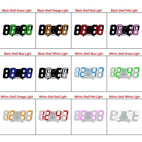 3d Large Led Digital Wall Clock Date Time Celsius Grandado