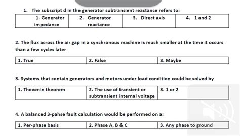 Solved 1 The Subscript D In The Generator Subtransient
