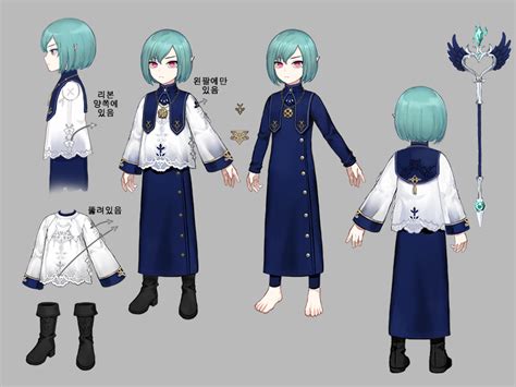 Eochaid Mabinogi Mabinogi Official Art Boy Boots Green Hair Korean Text Red Eyes