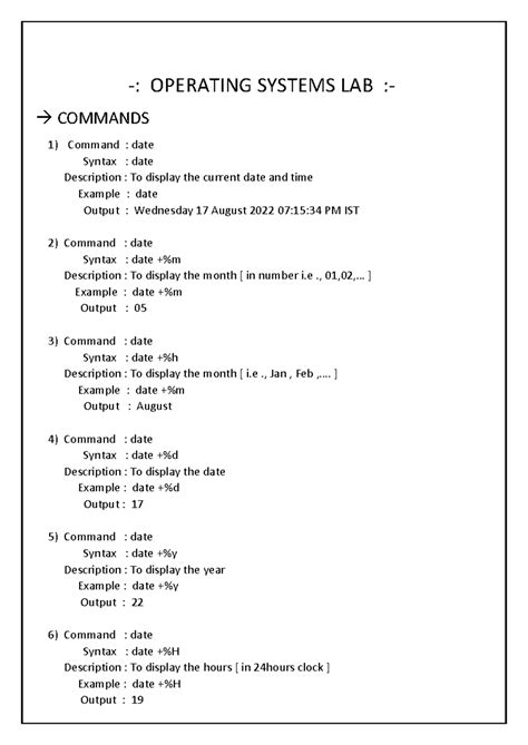 Os Lab Program Merged Operating Systems Lab Commands 1 Command