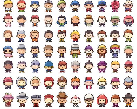 Game Character Sprite Sheet Of Npc Illustration Isolated On White Background Game Design