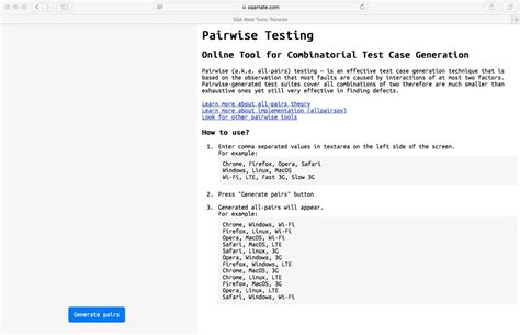 Online Tool For Pairwise Testing Practical Software How Pairwise
