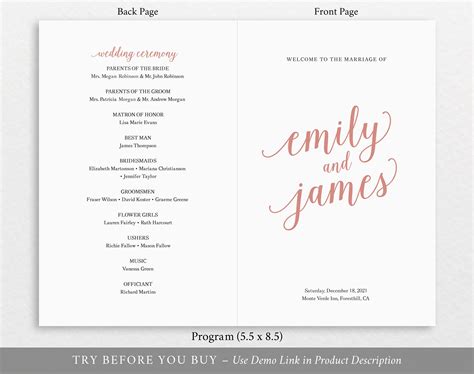 Catholic Wedding Program Template