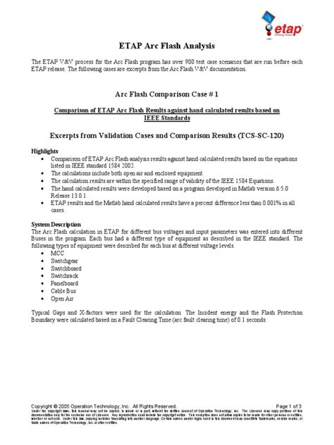 Etap Arc Flash Analysis Pdf Copyright Electrical Components