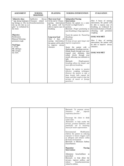 Final Ncp Asthma Pdf Breathing Respiratory Tract