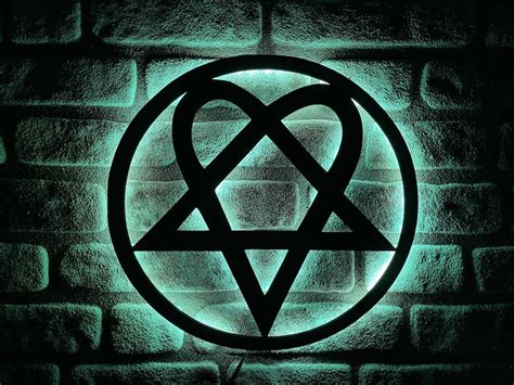 Heartagram Led Sign Handmade Wood Wall Decor Etsy