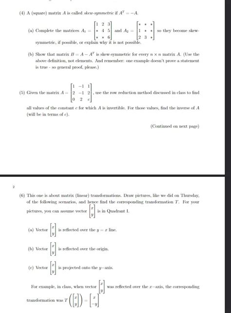 Solved 4 A Square Matrix A Is Called Skeu Symmetric If Chegg Com