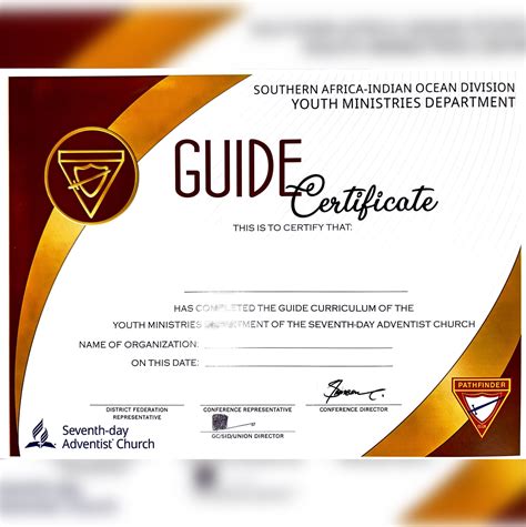 Guide Class Certificate Toc Youth Ministries