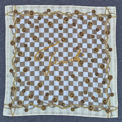 Vintage Fendi Monogram Handkerchief Bandana Pocket Square Scarf