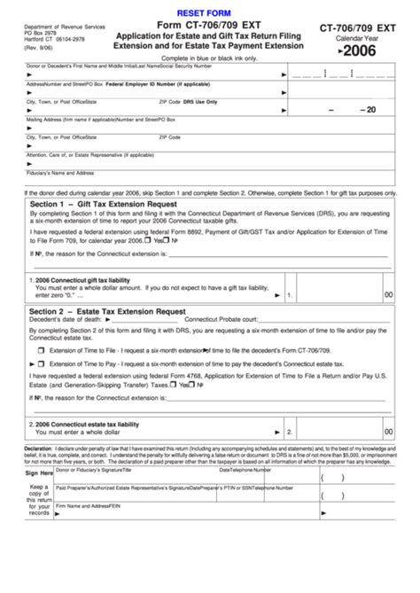 Fillable Form Ct 706 Nt Ext Printable Forms Free Online