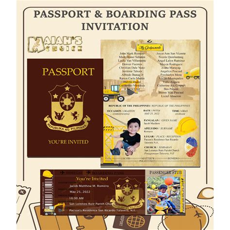 Mc Matte Passport Passbook Booklet And Boarding Pass Invitation