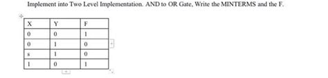 Solved Implement Into Two Level Implementation And To Or