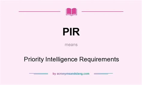 Pir Priority Intelligence Requirements In Undefined By