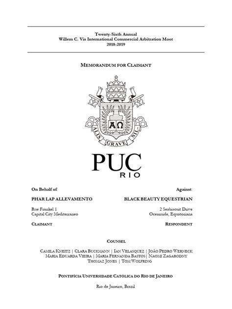 Memo Vencedor 2018 19 Pdf Arbitration World Trade Organization