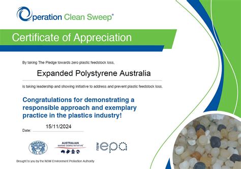 Epsa Achieves Operation Clean Sweep® Certification Expanded Polystyrene Australia
