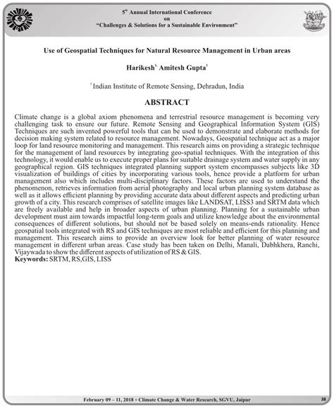 Pdf Use Of Geospatial Techniques For Natural Resource Management In