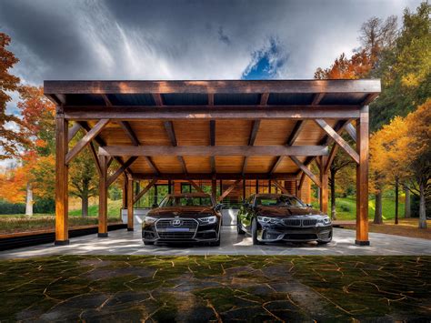 Wooden Cantilever Carport