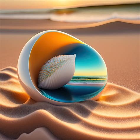 Premium Ai Image Small Shell On The Beach With A Seascape