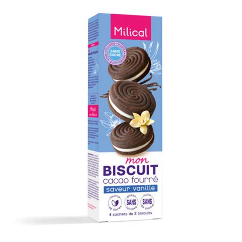 Milical Biscuits Cocoa Filling Vanilla Flavor 4 Sachets Of 2