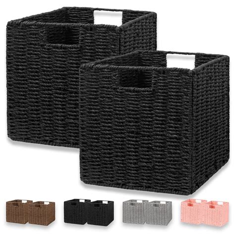 Black Wicker Baskets For Storage At Carolann Ness Blog