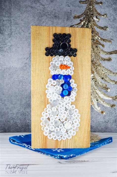 Easy Diy Button Snowman Craft Button Art Idea The Frugal Navy Wife
