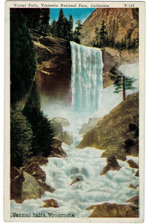 1929 Yosemite Valley California Vintage Postcard Vernal Falls Post