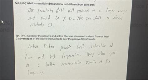 Solved Q3 4 What Is Sensitivity Drift And How Is It