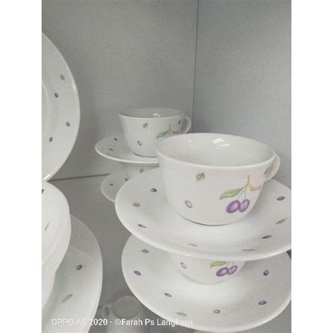 Corelle Dinner Set Corelle Plum Set 20pcs Cawan Porselain Cawan Bulat