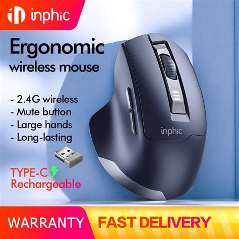 Inphic Wireless Mouse Rechargeable Ergonomic Full Size Silent Mouse