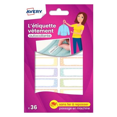 36 étiquettes Vêtements Autocollantes Motifs Pastel Etvet36m Avery