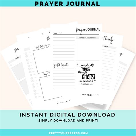 Prayer Journal Printable Daily Prayers Notebook Christian Prayer