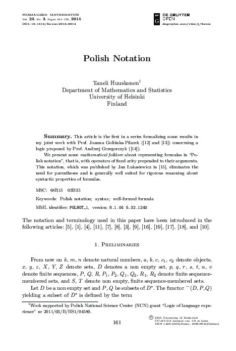 Pdf Polish Notation