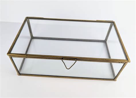 Brass And Glass Display Case With Hinged Lid Oaky Doke Vintage Home