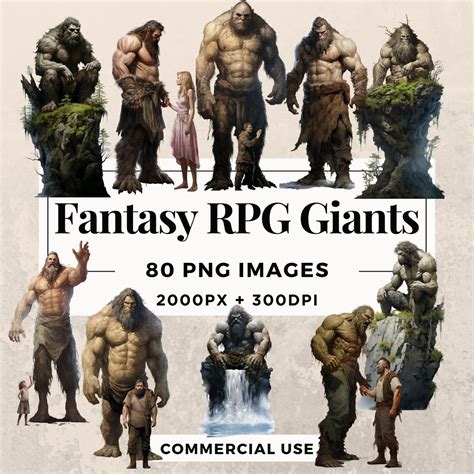 80 Fantasy Role Playing Game Giants Clipart Pack Instant Download Png