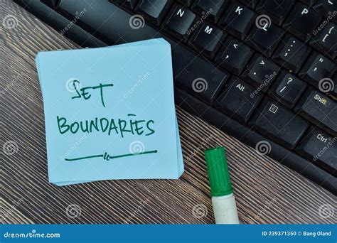 Set Boundaries Write On Sticky Notes Isolated On Wooden Table Stock