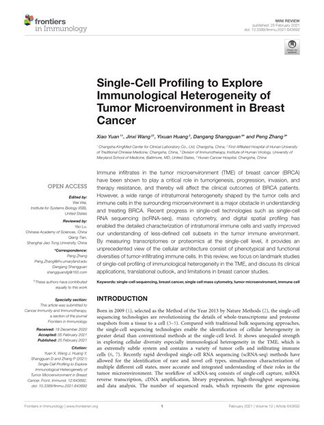 Pdf Single Cell Profiling To Explore Immunological Heterogeneity Of