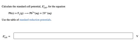 Solved Calculate The Standard Cell Potential Ecell For The