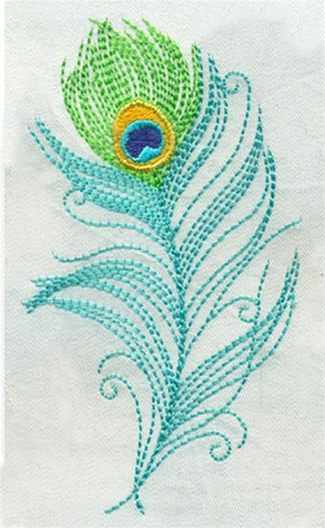 4t Large Sketchy Peacock Feather Embroidery Design Etsy Embroidery
