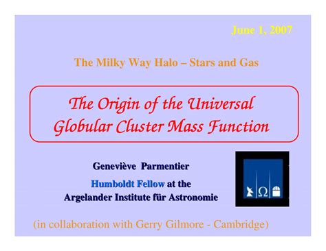 Pdf The Origin Of The Universal Globular Cluster Mass Function