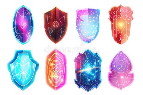 Visualize A Set Of Glowing Energy Shields And Barriers Unique Pattern