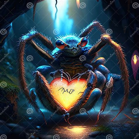 Huntsman Spider Hugging Heart Jumping Spider With Heart And Love 3d
